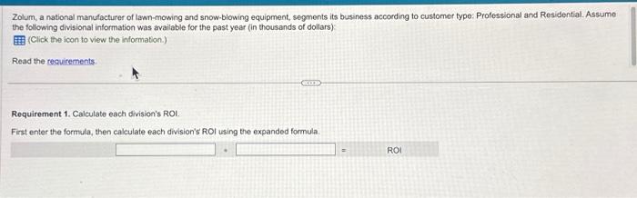Solved Zolum, a national manufacturer of lawn-mowing and | Chegg.com