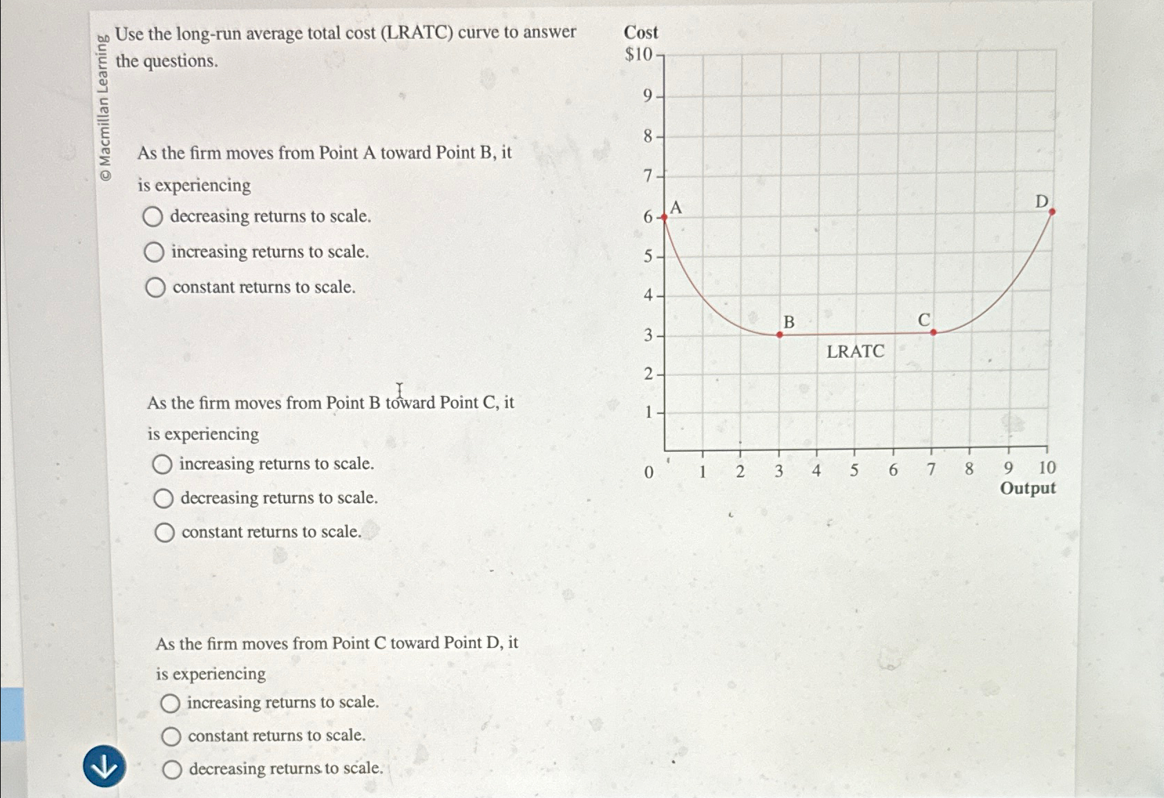 Solved Sse the long-run average total cost (LRATC) ﻿curve to | Chegg.com