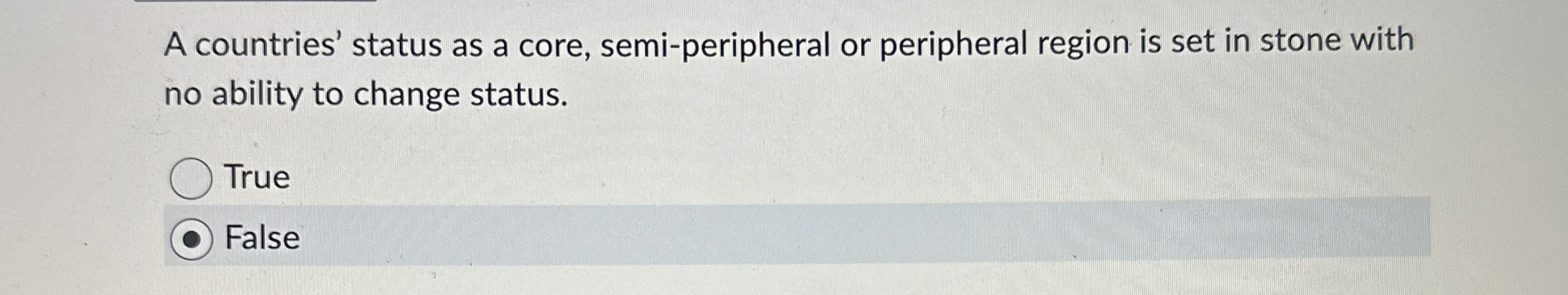 Solved A countries' status as a core, semi-peripheral or | Chegg.com