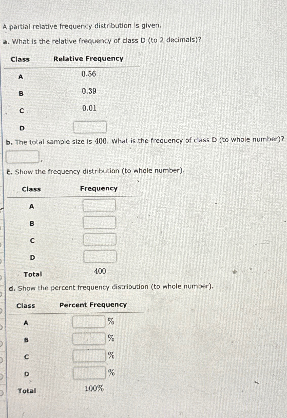 Solved A partial relative frequency distribution is given.a. | Chegg.com