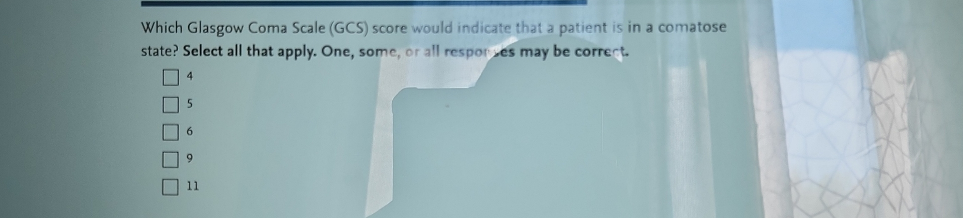 Solved Which Glasgow Coma Scale (GCS) ﻿score would indicate | Chegg.com