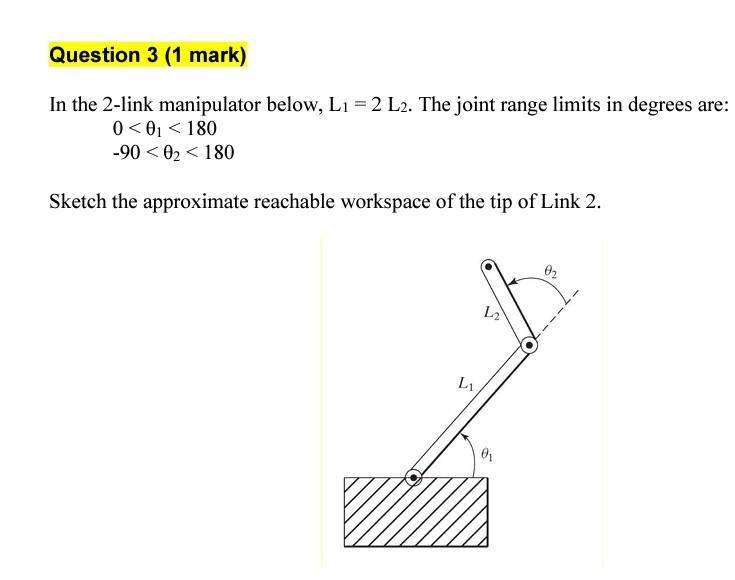 Solved In the 2-link manipulator below, L1=2 L2. The joint | Chegg.com