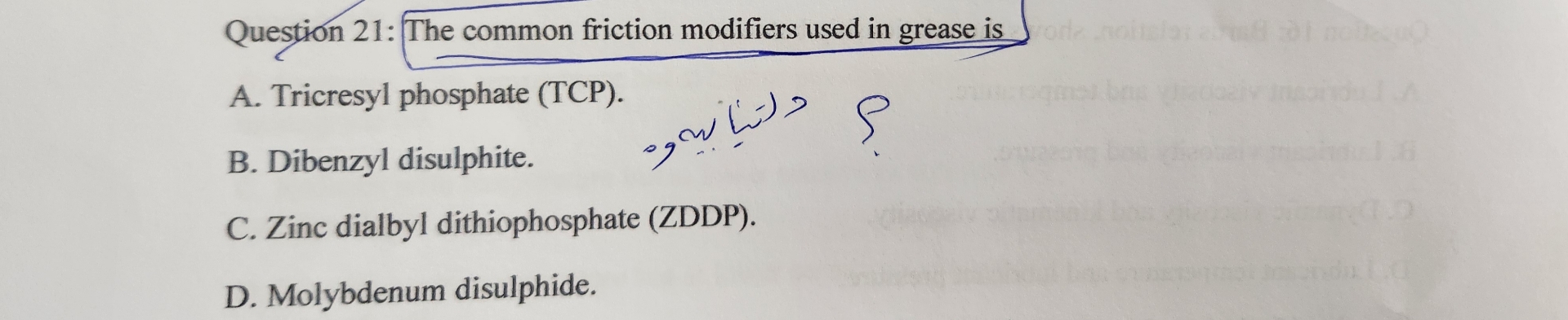 Solved Question 21: The common friction modifiers used in | Chegg.com