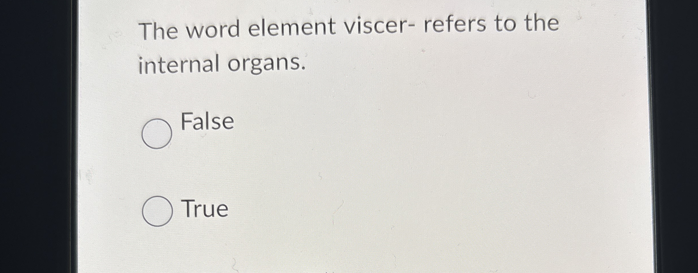 Solved The word element viscer- ﻿refers to the internal | Chegg.com