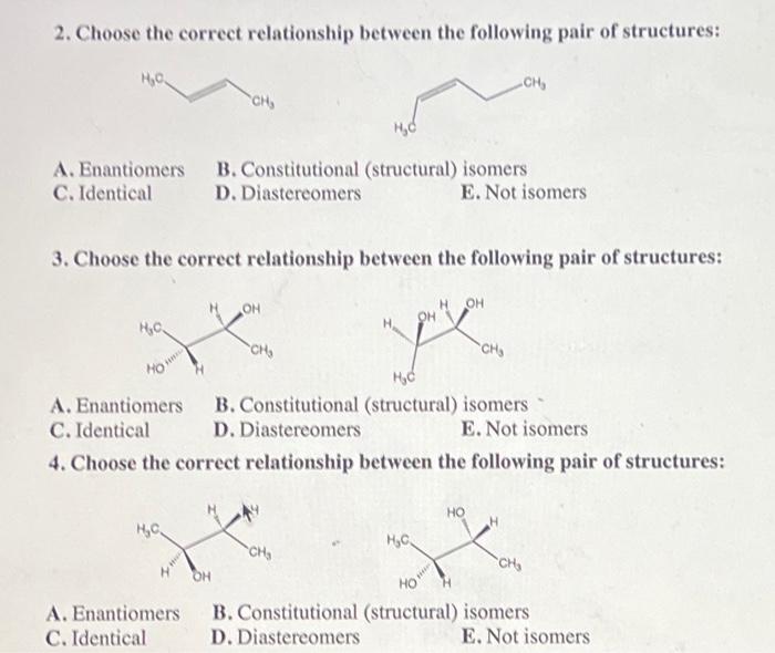 Solved 2. Choose the correct relationship between the | Chegg.com