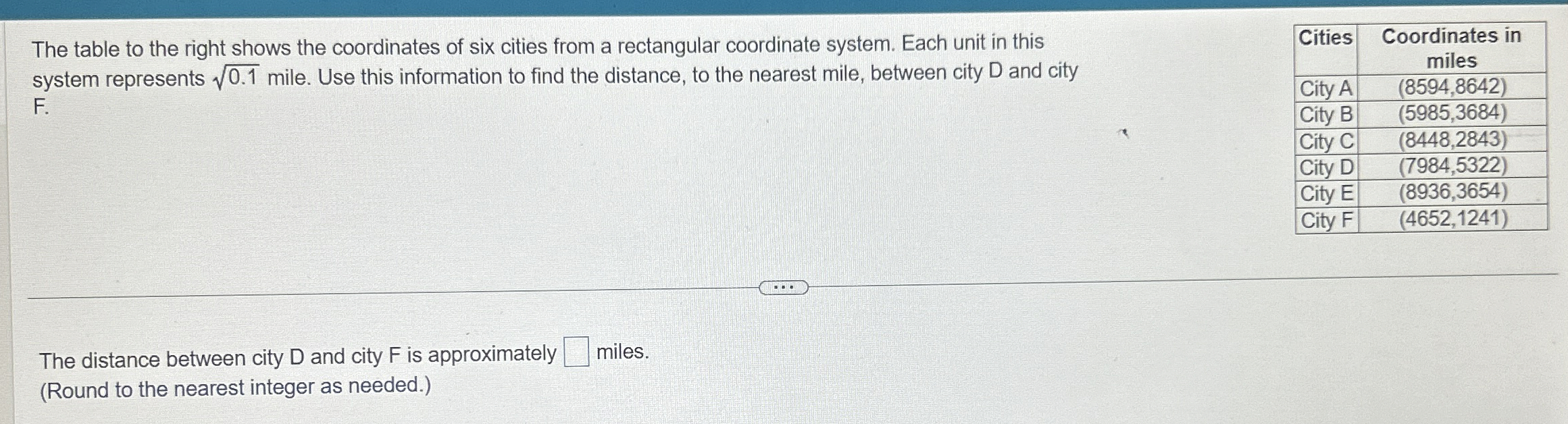 Solved The table to the right shows the coordinates of six | Chegg.com