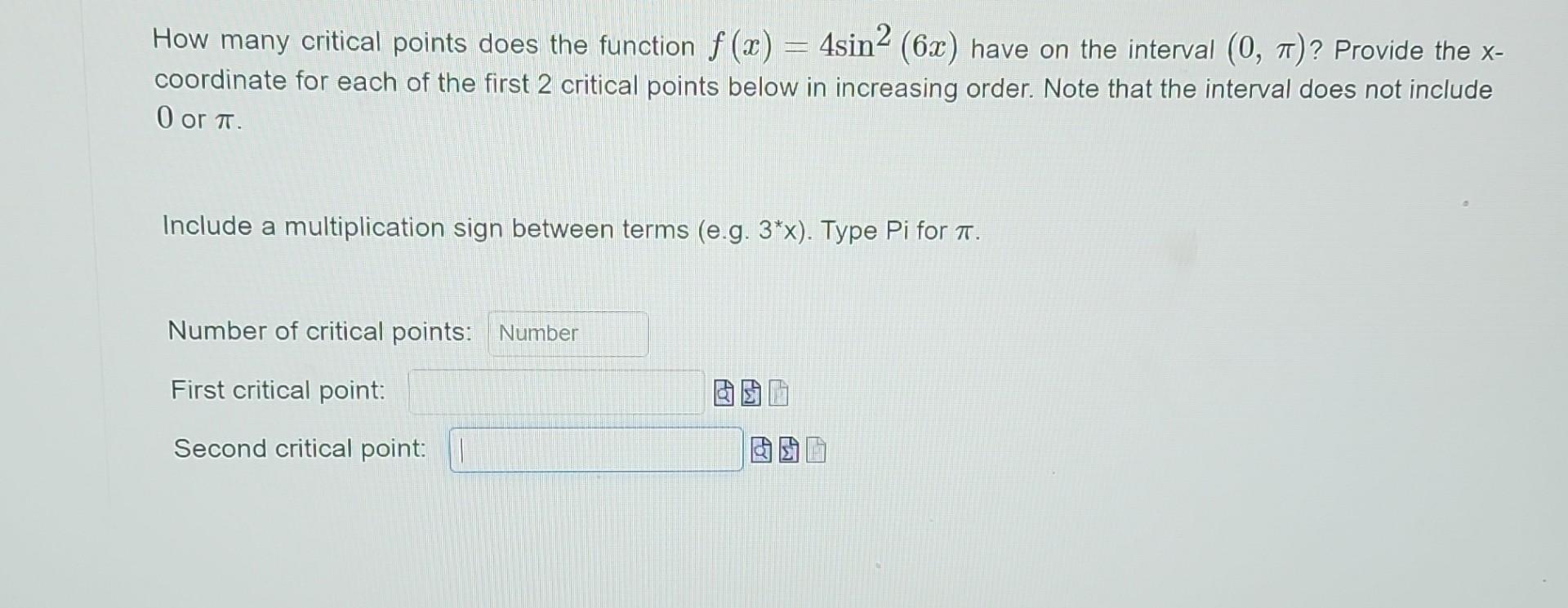 Solved How many critical points does the function | Chegg.com