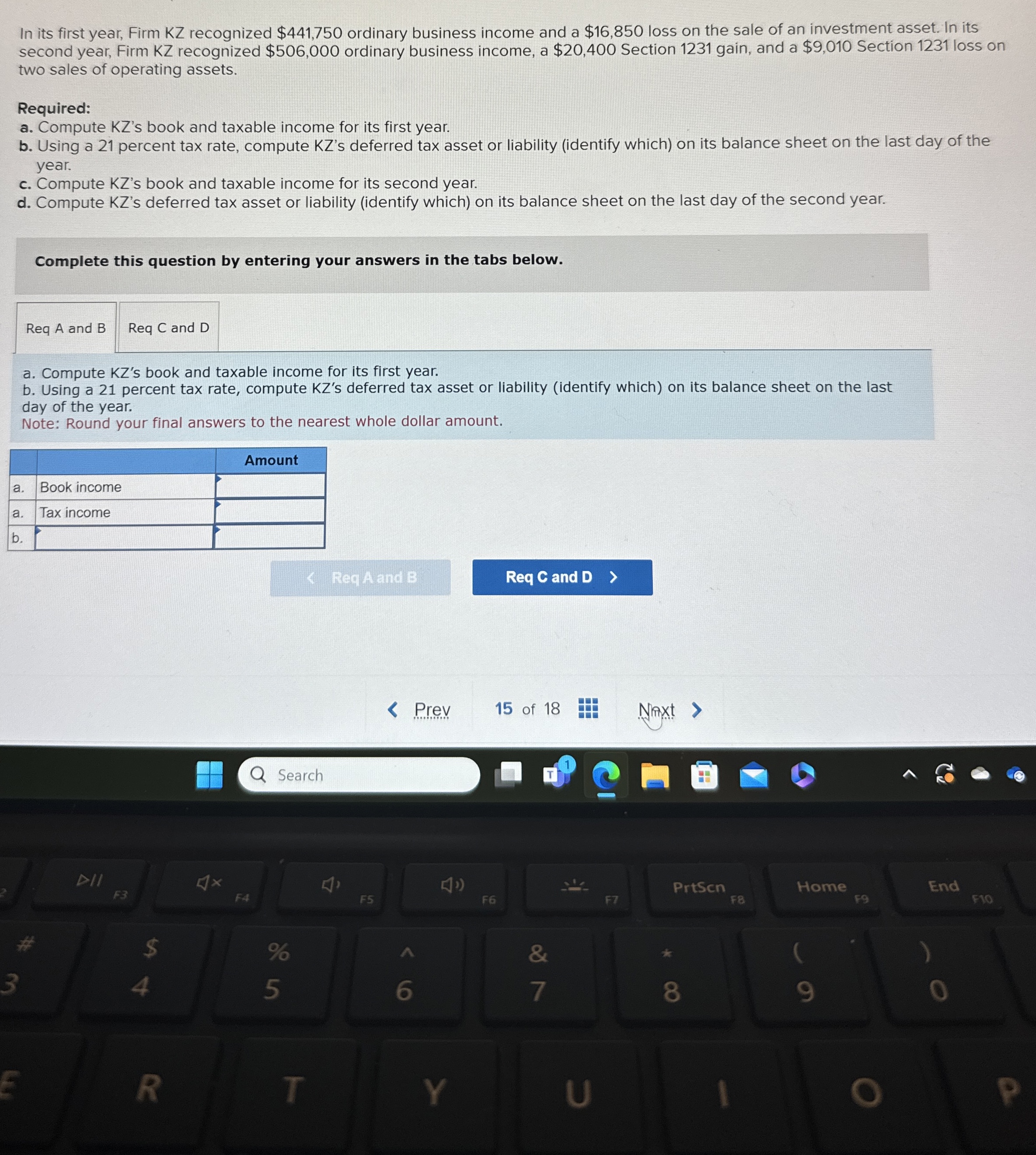 Solved In its first year, Firm KZ recognized $441,750 | Chegg.com