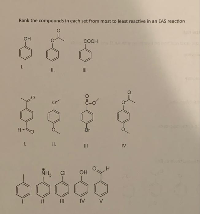 Solved rank the following compounds in each set from most to | Chegg.com