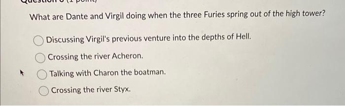 What are Dante and Virgil doing when the three Furies | Chegg.com