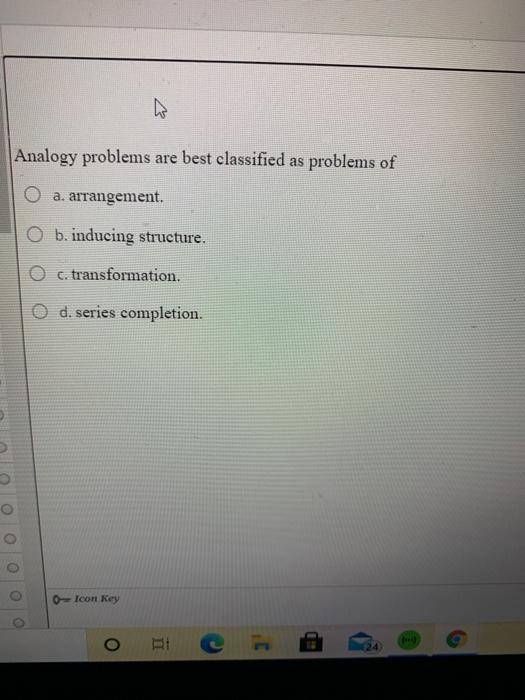 Solved Analogy problems are best classified as problems of O | Chegg.com