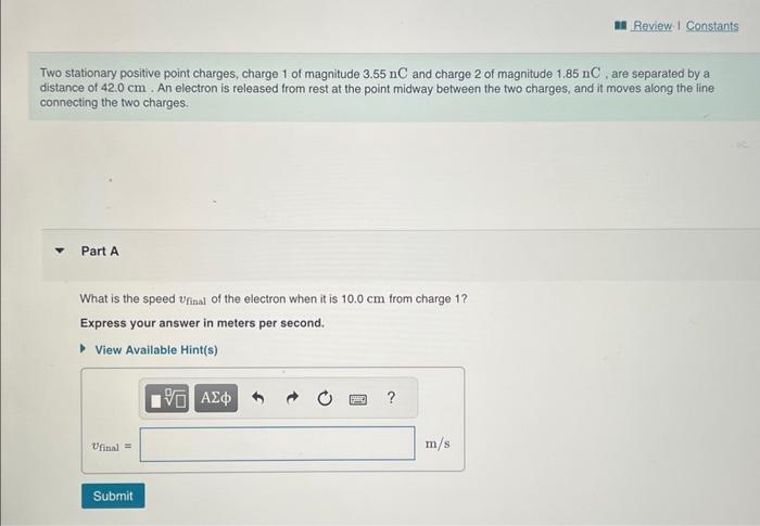 Solved Two stationary positive point charges, charge 1 of | Chegg.com
