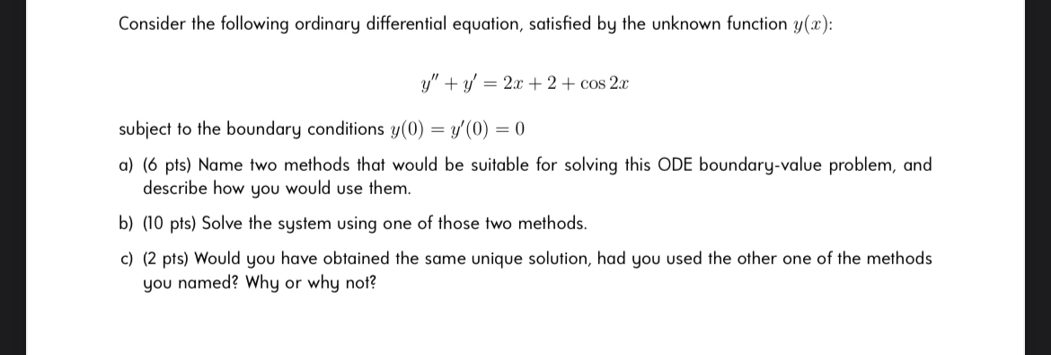Solved Consider the following ordinary differential | Chegg.com