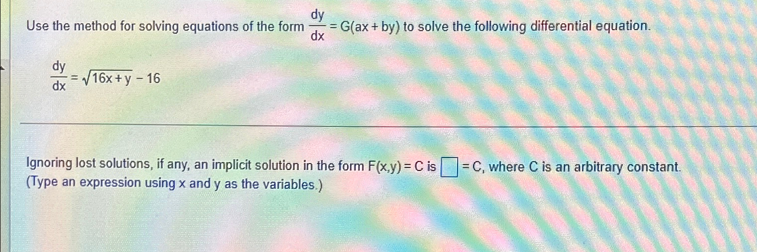Solved Use the method for solving equations of the form | Chegg.com