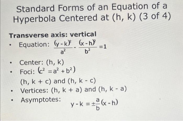 Solved analytic geometry- the hyperbol graph a hyperbola | Chegg.com