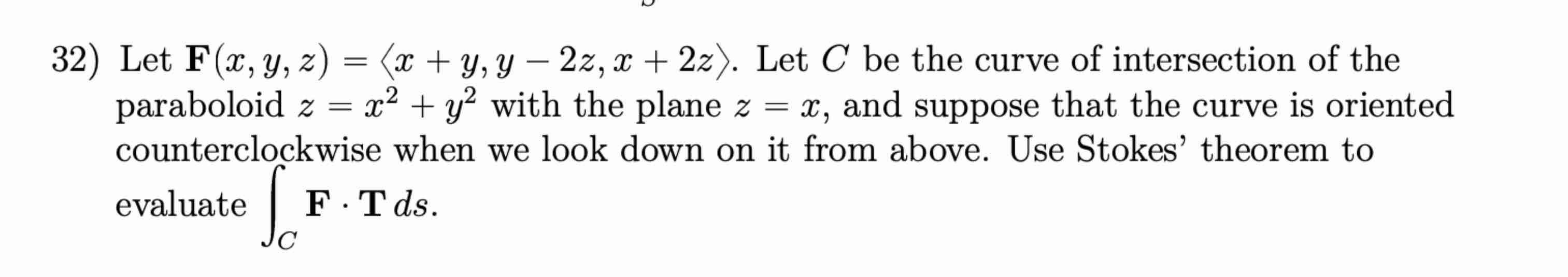 Solved Let F(x,y,z)=(:x+y,y-2z,x+2z:). ﻿Let C be ﻿the curve | Chegg.com