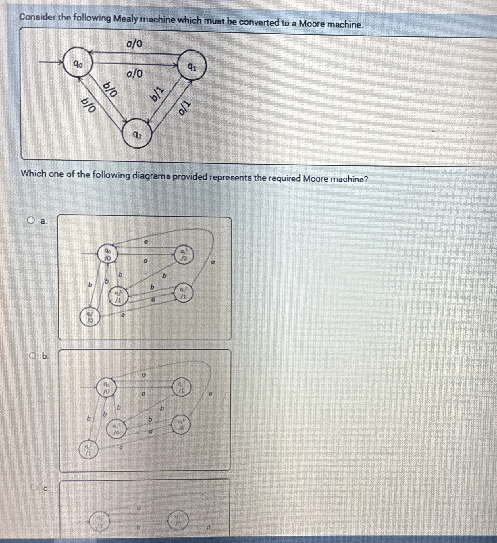 Solved Consider the following Mealy machine which must be | Chegg.com