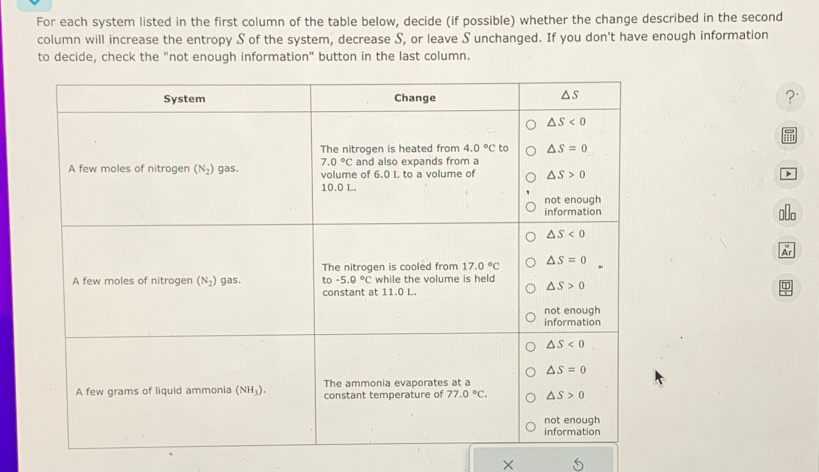 Solved For each system listed in the first column of the | Chegg.com