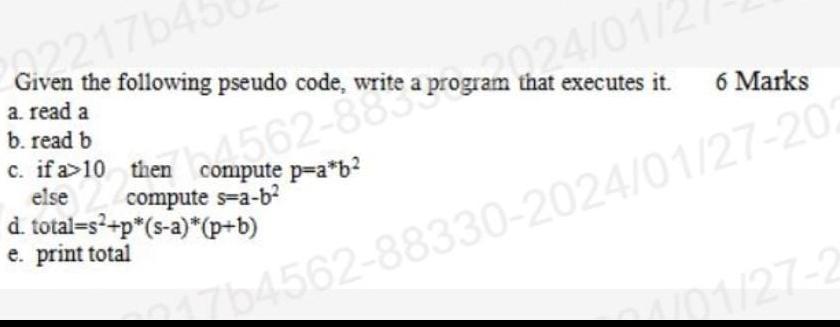 Solved Given the following pseudo code, write a program that | Chegg.com