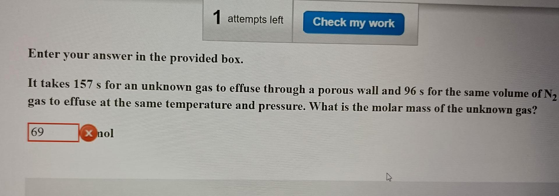 Solved 1 ﻿attempts leftEnter your answer in the provided | Chegg.com