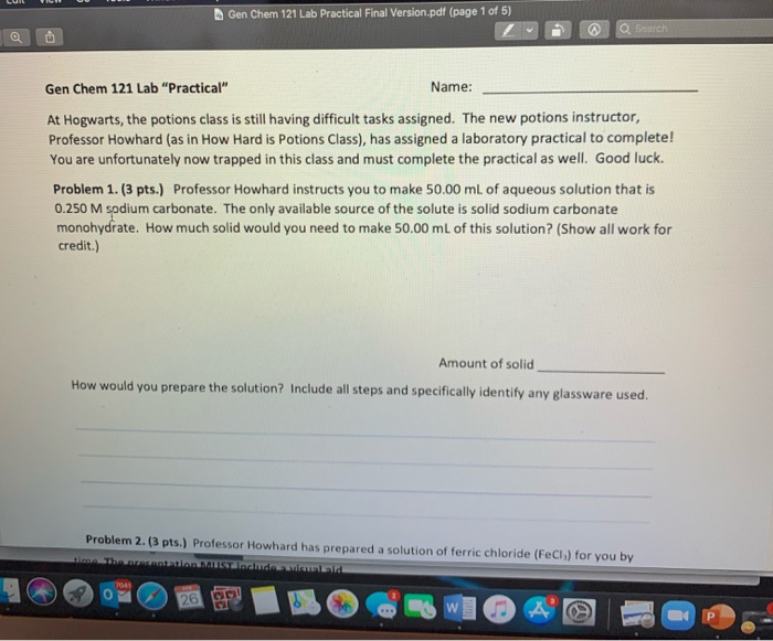 Solved Gen Chem 121 Lab Practical Final Version.pdf (page 1 | Chegg.com
