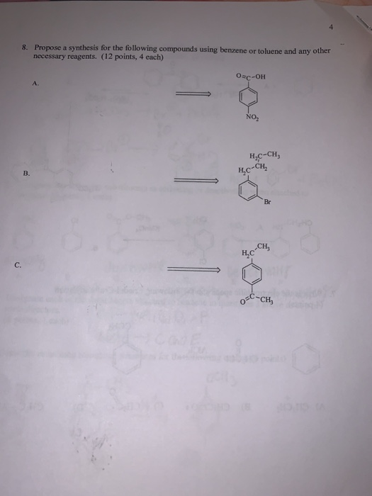 Solved 8. Propose a synthesis for the following compounds | Chegg.com