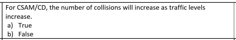 Solved For CSAM/CD, ﻿the number of collisions will increase | Chegg.com