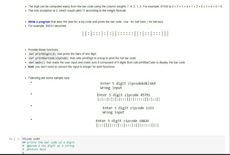 Solved • Excercise #3 Postal bar codes. For faster sorting | Chegg.com