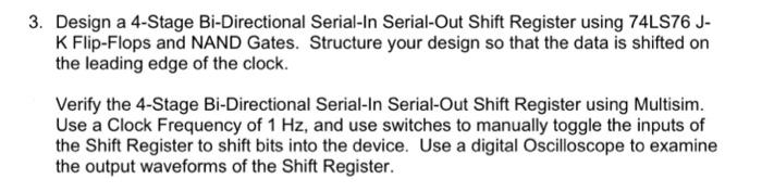 Solved Design a 4-Stage Bi-Directional Serial-In Serial-Out | Chegg.com