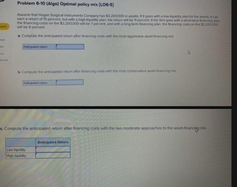 Solved Problem 6-10 (Algo) Optimal policy mix [LO6-5] Assume | Chegg.com