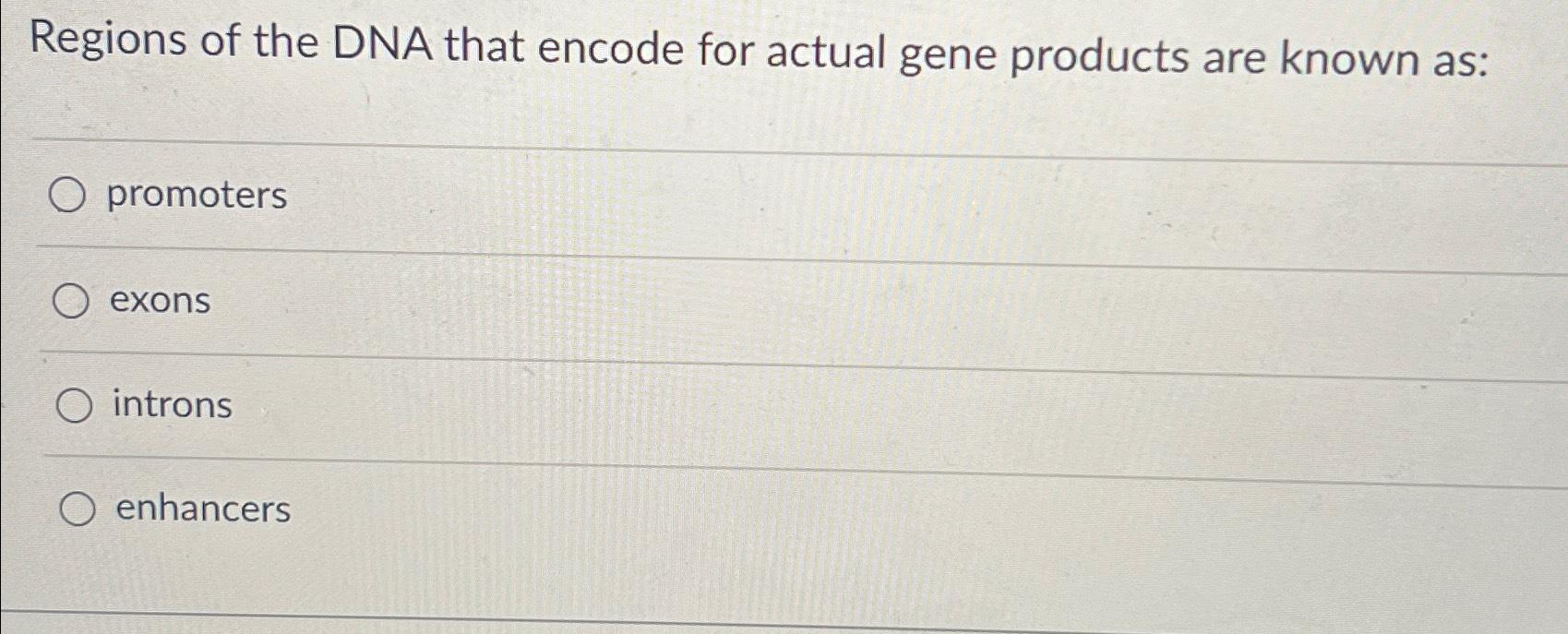 Solved Regions of the DNA that encode for actual gene | Chegg.com