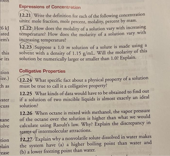 Solved Don 26 kJ lated tem's Expressions of Concentration | Chegg.com