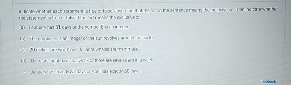 Solved Indicate whether each statement is true or false, | Chegg.com