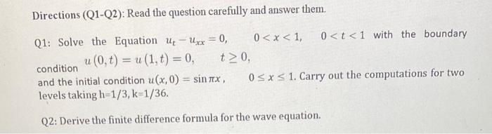 Solved Directions (Q1-Q2): Read the question carefully and | Chegg.com