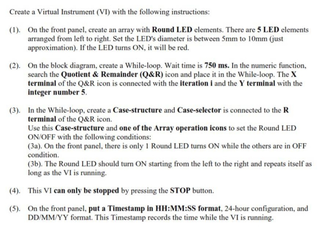 Solved Create a Virtual Instrument (VI) ﻿with the following | Chegg.com