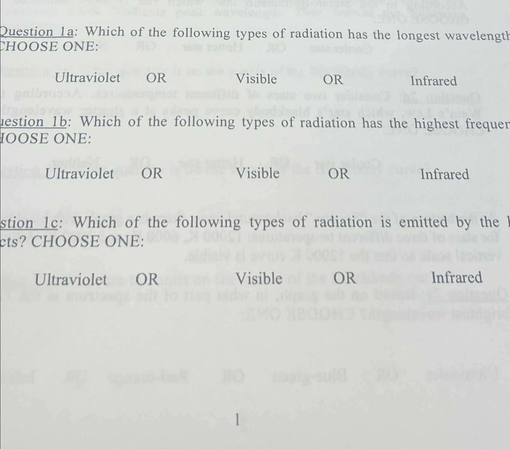 Solved Duestion 1a: Which of the following types of | Chegg.com