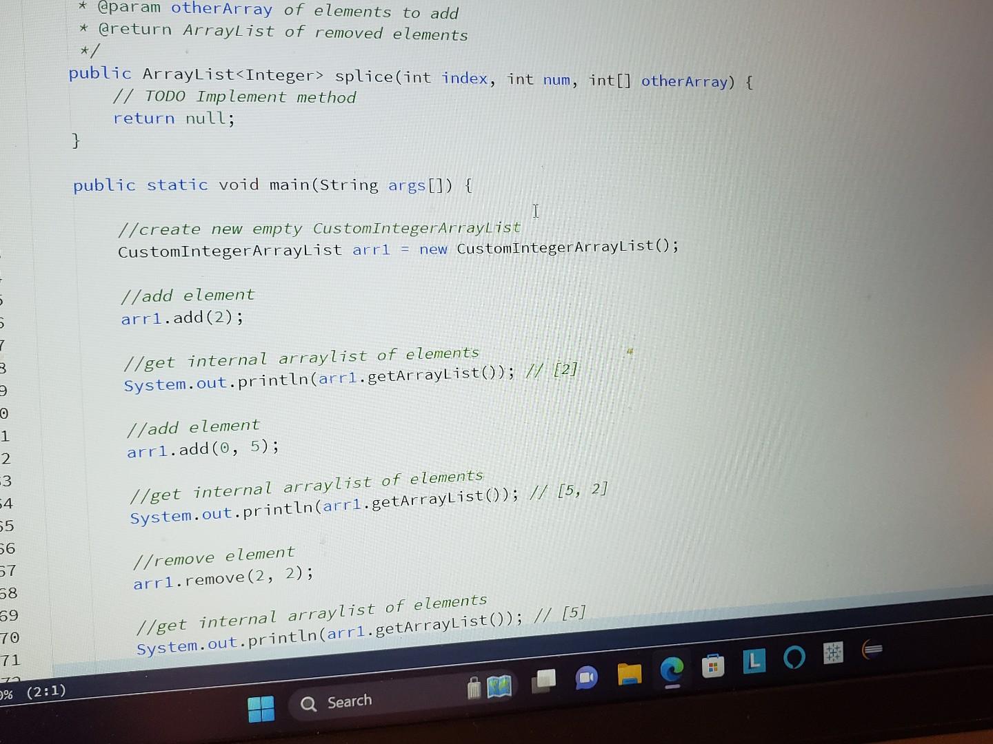Solved arr1. add (2); arr1.add(7);//[3,6,2,7] //splice 2 | Chegg.com