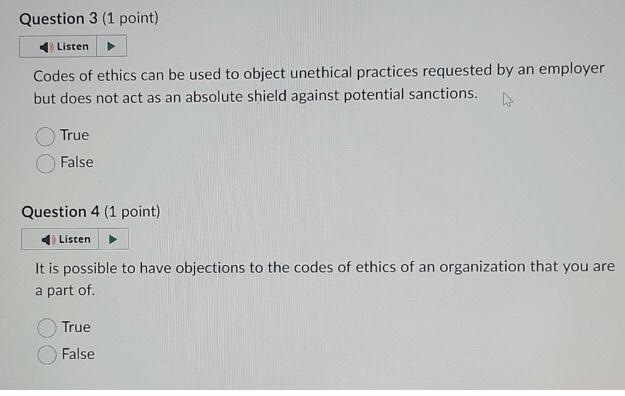 Solved Codes of ethics can be used to object unethical | Chegg.com