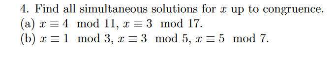 Solved Find all simultaneous solutions for x ﻿up to | Chegg.com