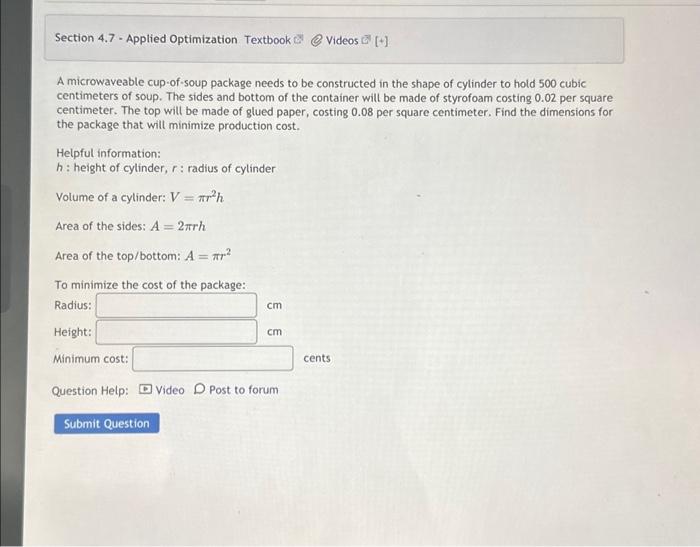 Solved Section 4.7 Applied Optimization Textbook - A | Chegg.com