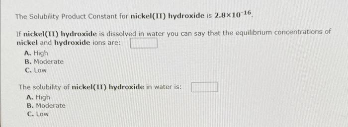 Solved The Solubility Product Constant for copper(II) | Chegg.com