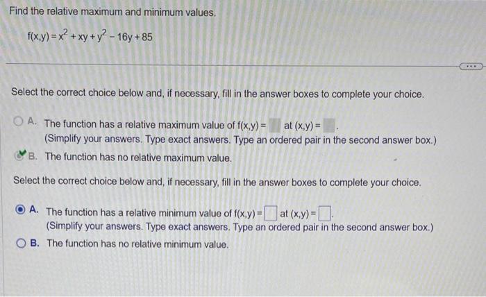 Solved Find the relative maximum and minimum values. | Chegg.com