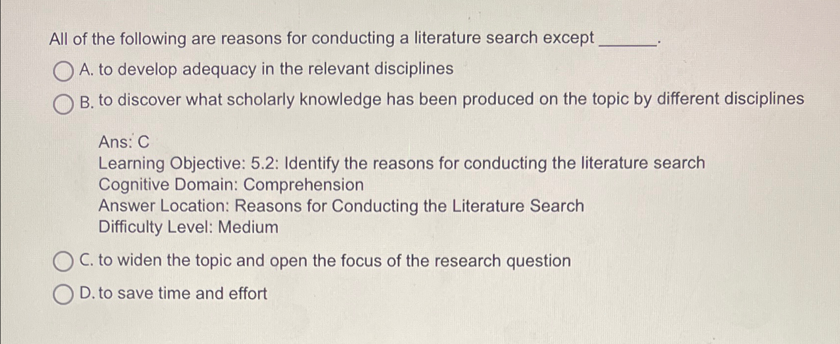 Solved All of the following are reasons for conducting a | Chegg.com