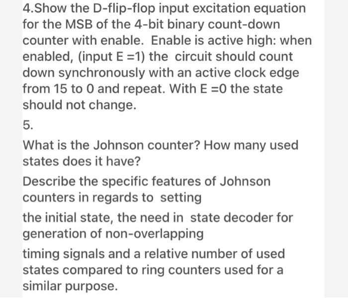 Solved 4.Show the D-flip-flop input excitation equation for | Chegg.com