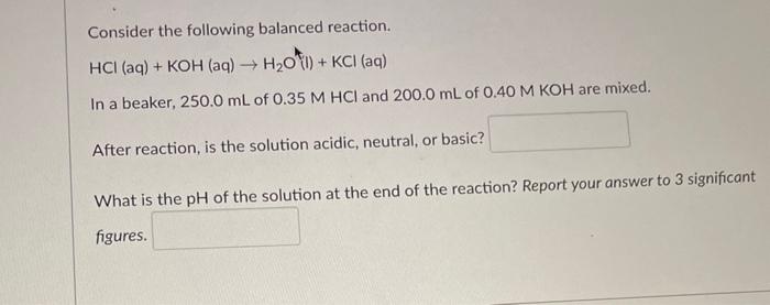 Solved Consider the following balanced reaction. | Chegg.com