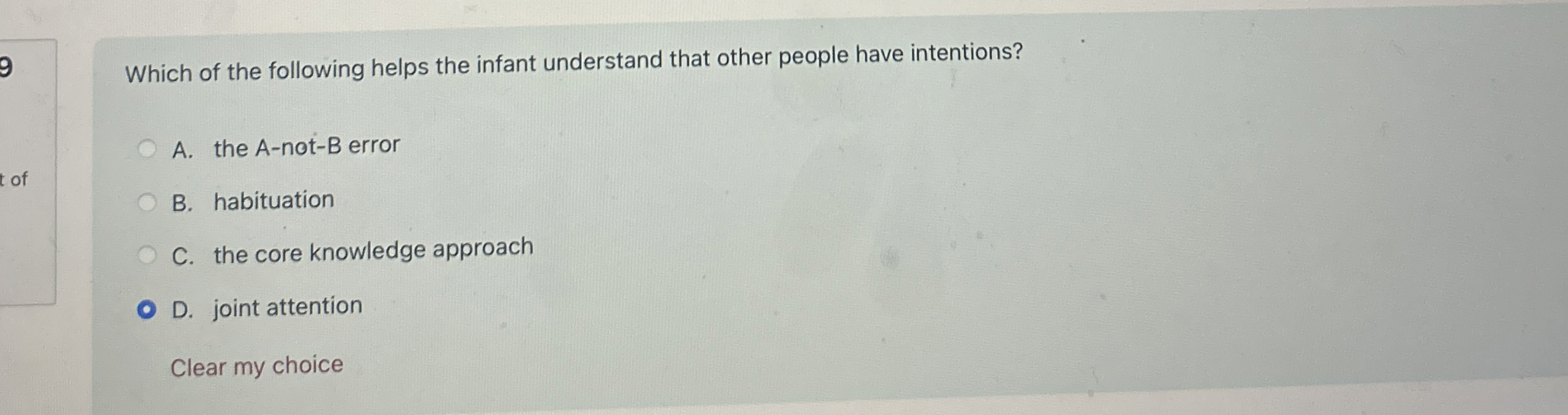 Solved Which of the following helps the infant understand | Chegg.com