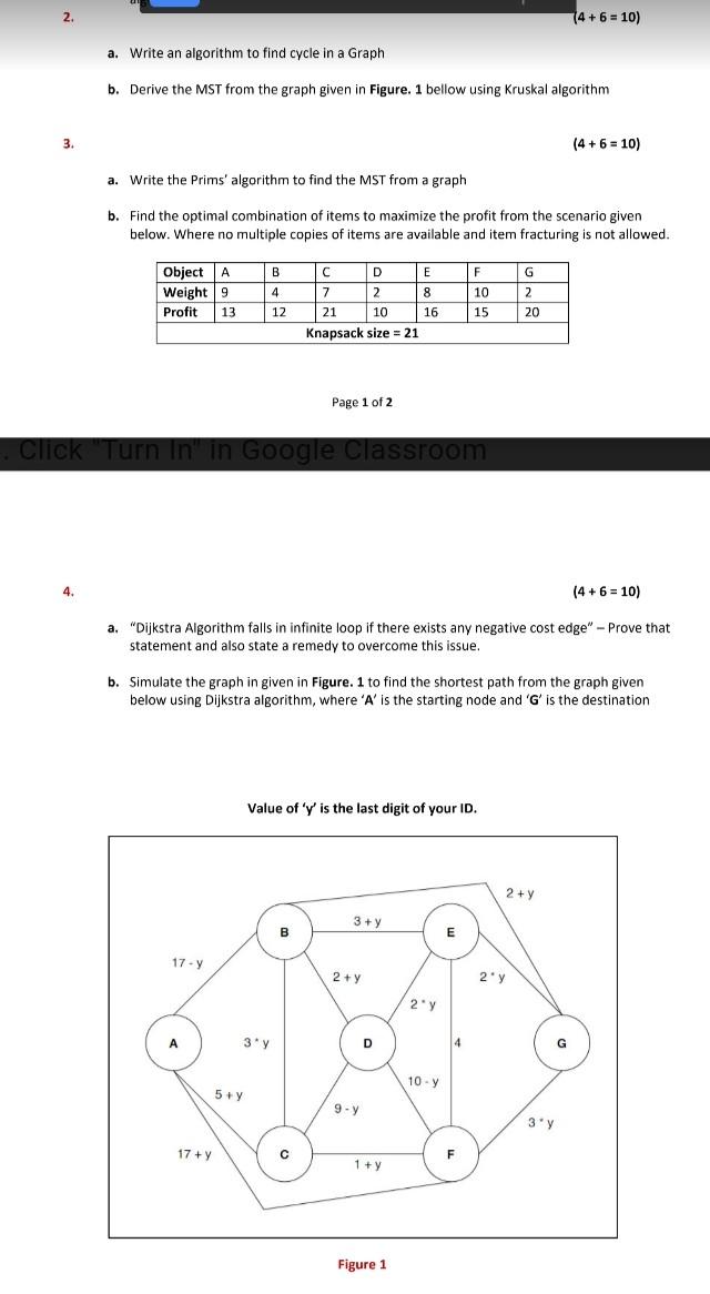 2. 74 + 6 = 10) a. Write an algorithm to find cycle | Chegg.com