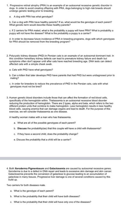 Solved Today, you will work on solving genetics word | Chegg.com