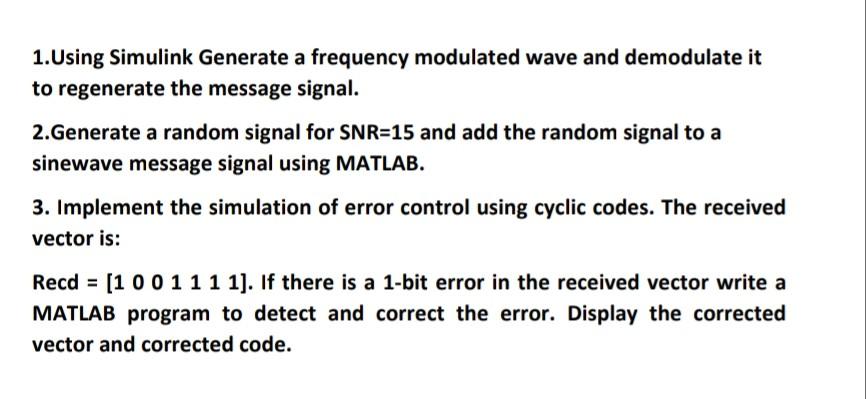 Solved 1.Using Simulink Generate a frequency modulated wave | Chegg.com