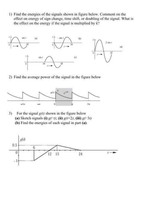 Solved 1) Find the energies of the signals shown in figure | Chegg.com